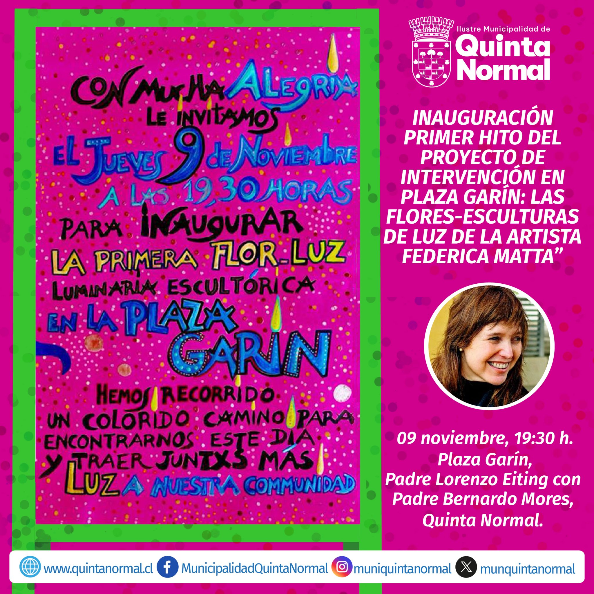 Inauguración de la primera luminaria artística de Federica Matta en Chile